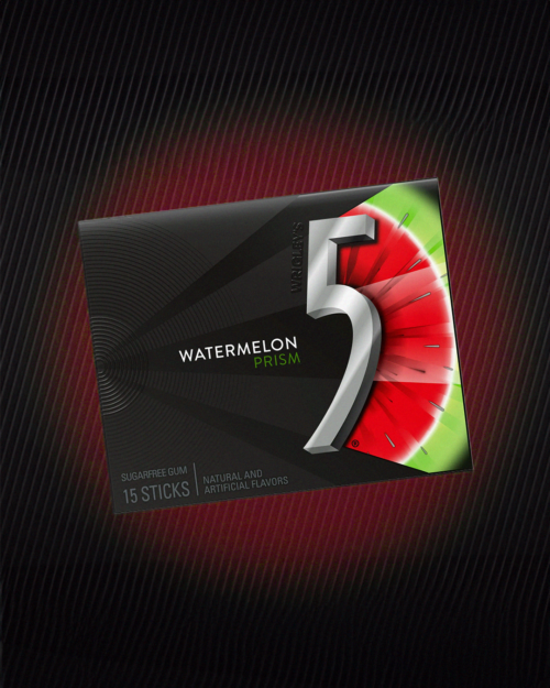 5 Gum Watermelon Prism Sugarfree Chewing Gum – 15-Stick Pack - Popdrop